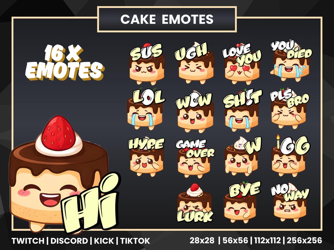 16 Cake Emotes Pack | Cute Food Twitch Emotes Bundle - Etsy
