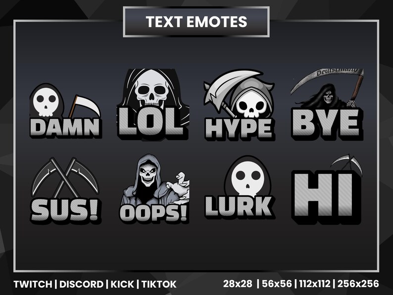16 Grim Reaper Text Emotes | Twitch, Discord, Youtube (PNG) - Etsy