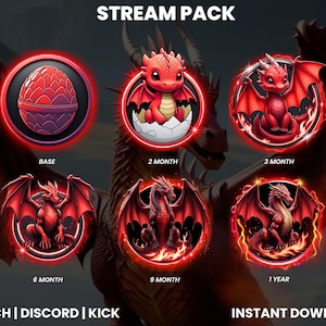 Red Dragon Twitch Stream Pack | Dragon Screen Overlays | Animated ...