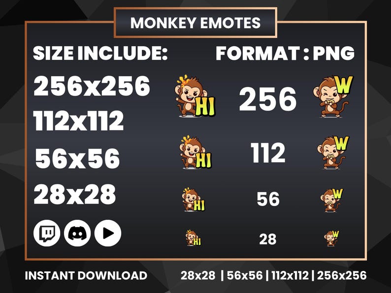 16x Animated Monkey Emotes | Cute Chimp Streamer Pack | Funny Monkey ...