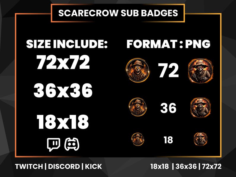 Scary Scarecrow Twitch Sub Badges | Horror Stream Badges (PNG) - Etsy