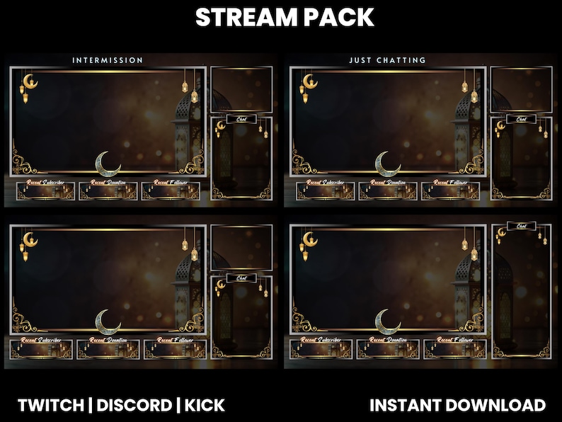 Half Moon Stream Pack | Twitch Screen Overlay | Webcam Overlay ...