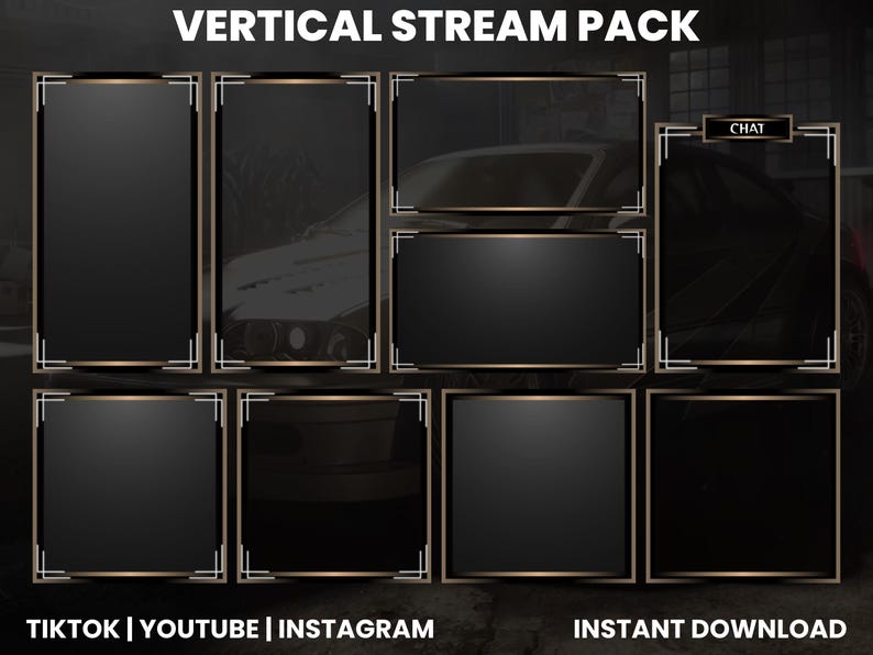 Grey BMW Car Twitch Vertical Tick Tok Stream Pack | Animated Screens ...