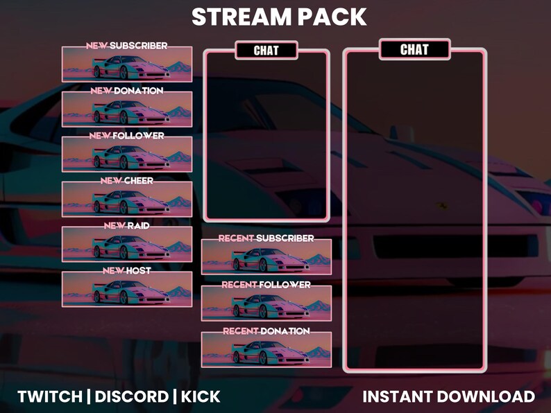 Animated Twitch Stream Pack | Twitch Screen Overlay | Super Car Stream ...