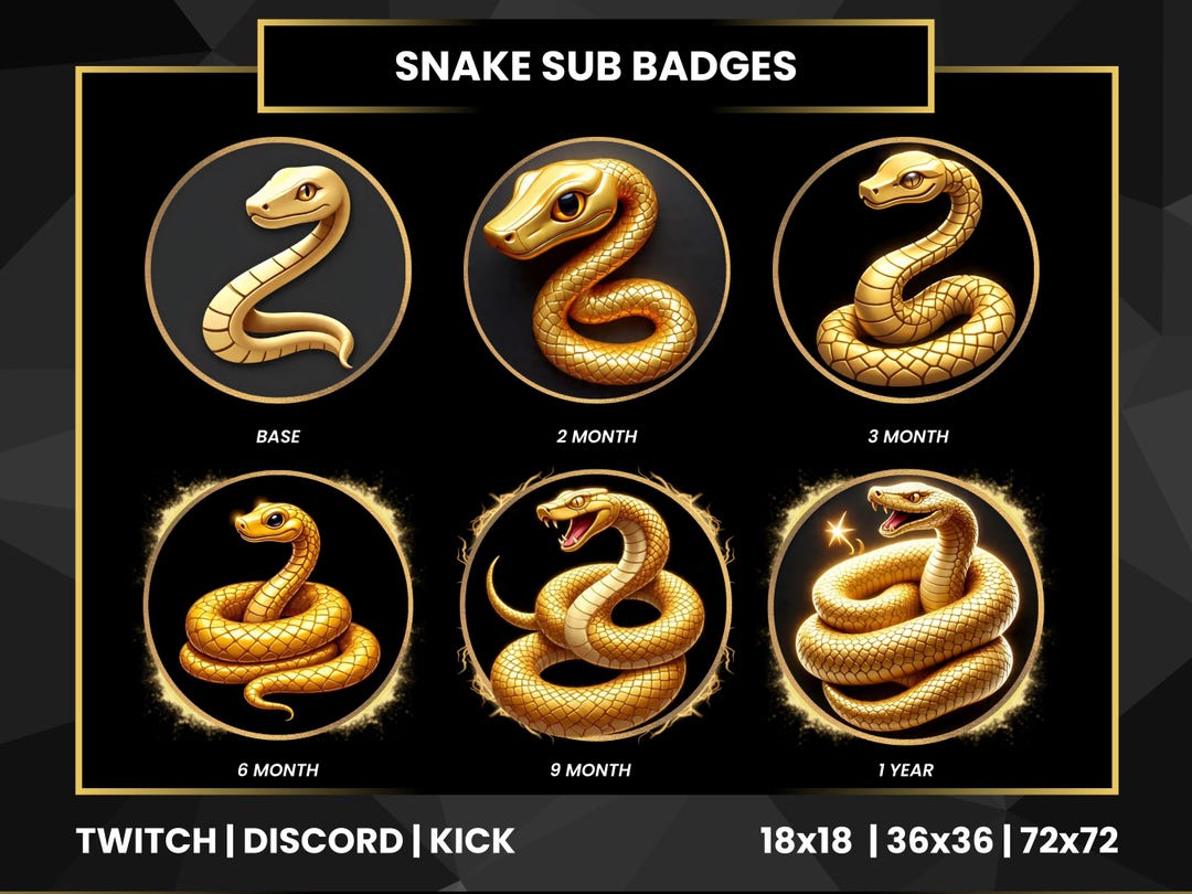 Snake Twitch Sub Badges - Cute Green Serpent Loyalty Badges - Etsy