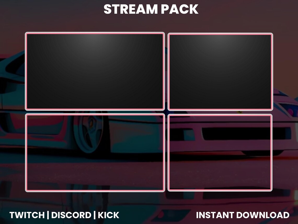 Animated Super Car Twitch Stream Pack | Neon Pink & Blue - Etsy
