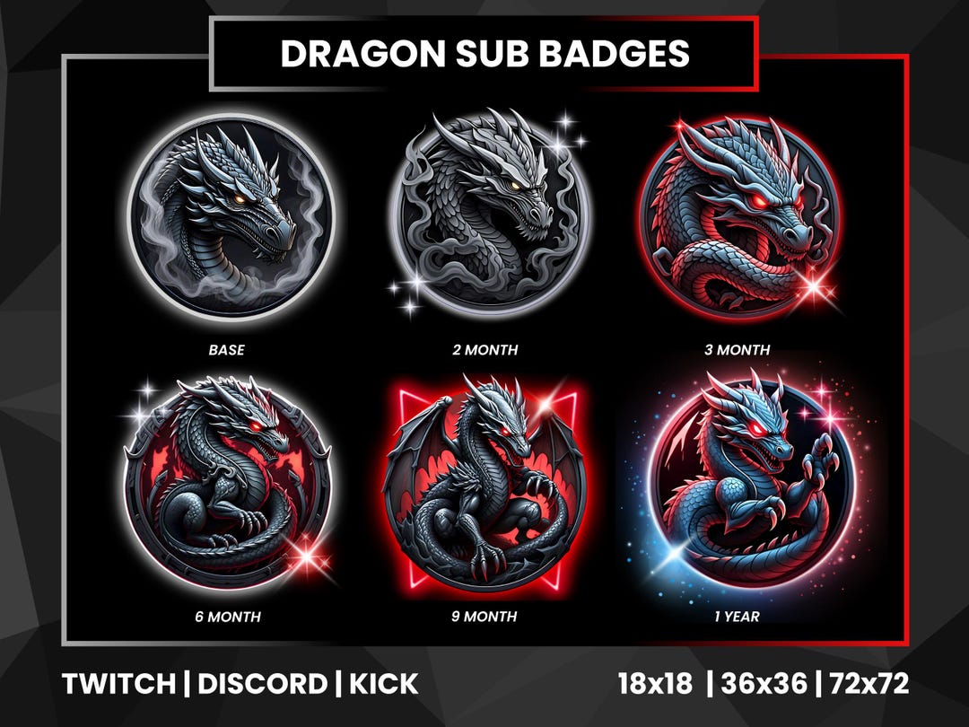 Dragon Face Twitch Sub Badges | Twitch Badges | Dragon Bit Badges ...