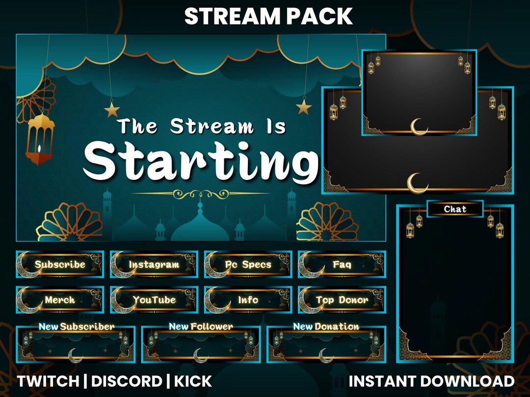 Ramadan Twitch Stream Pack | Animated Screens | Twitch Screen Overlay ...