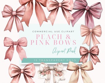 Pink Bow Clipart | Watercolor Bows | Coquette Bows Clipart | Pink ...
