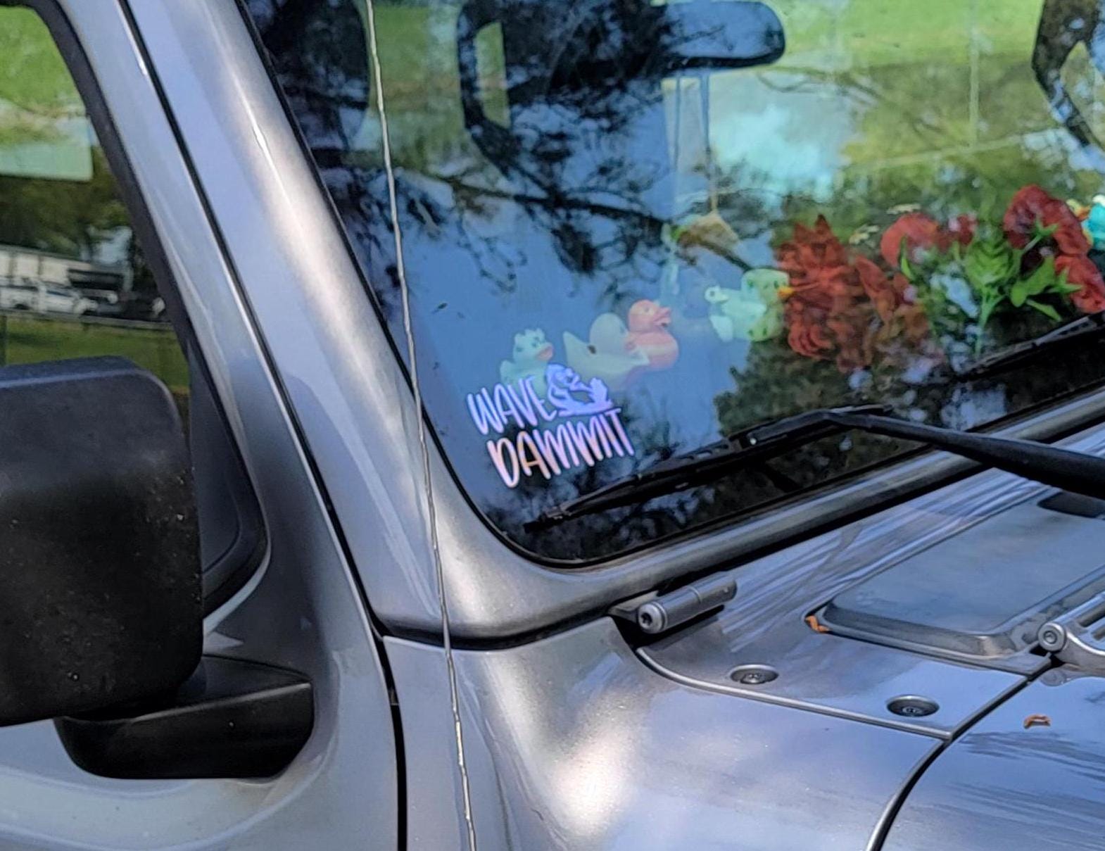 Hand Wave Dammit Vinyl Decal - Bumper Sticker for Jeep Enthusiasts, Fun ...