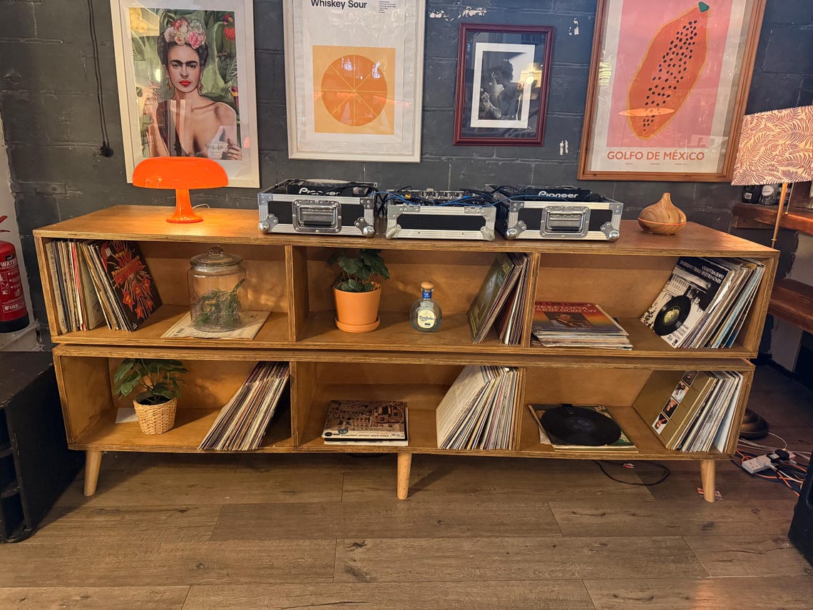 Two Tier DJ Vinyl Storage Cabinet With Component Shelf - Etsy UK