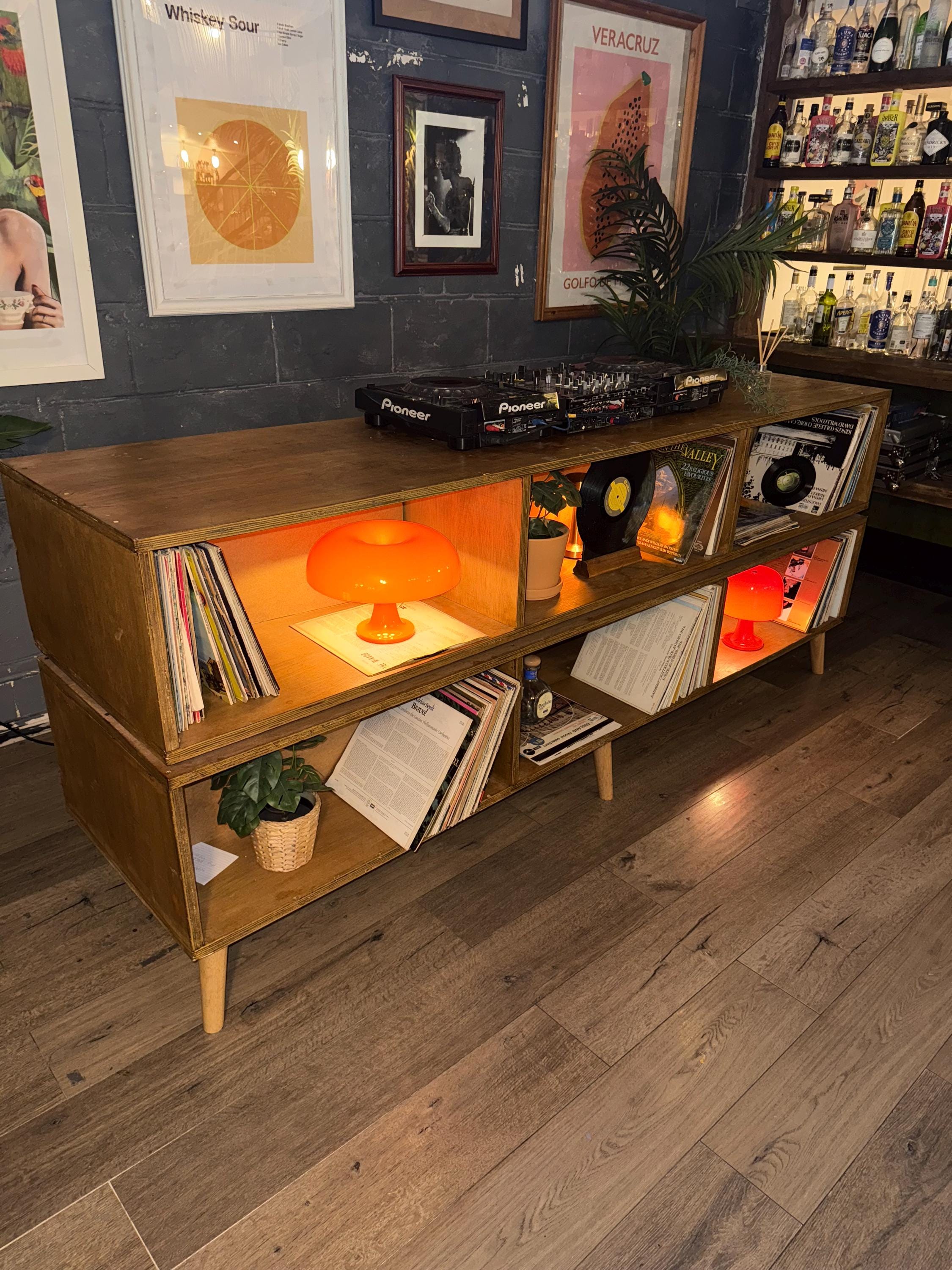 Two Tier DJ Vinyl Storage Cabinet With Component Shelf - Etsy UK