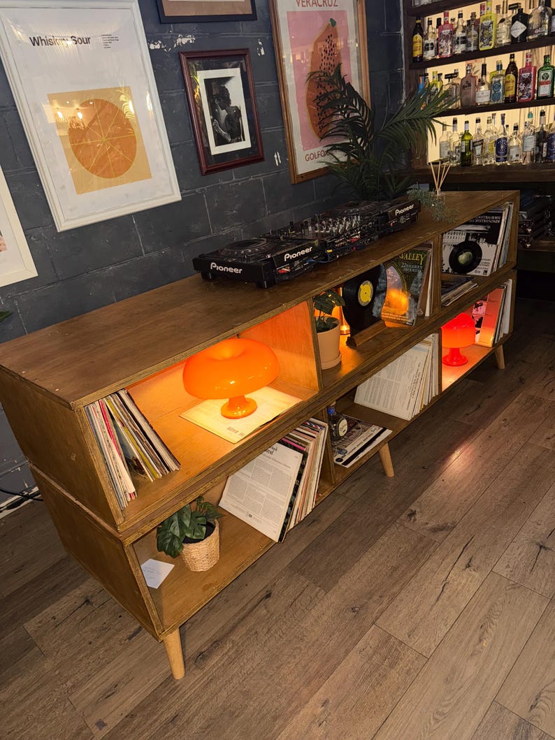 Two Tier DJ Vinyl Storage Cabinet With Component Shelf - Etsy UK