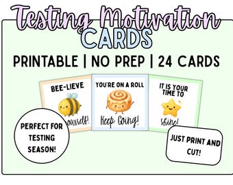 Student Motivation Cards | Encouragement Notes for Testing (digital ...