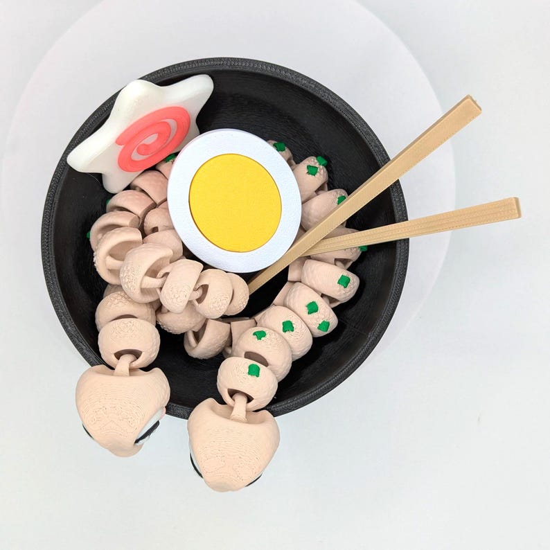 Snake Noodle Ramen 3D Printed, Green Onion Snake, Two Noodle Snakes ...