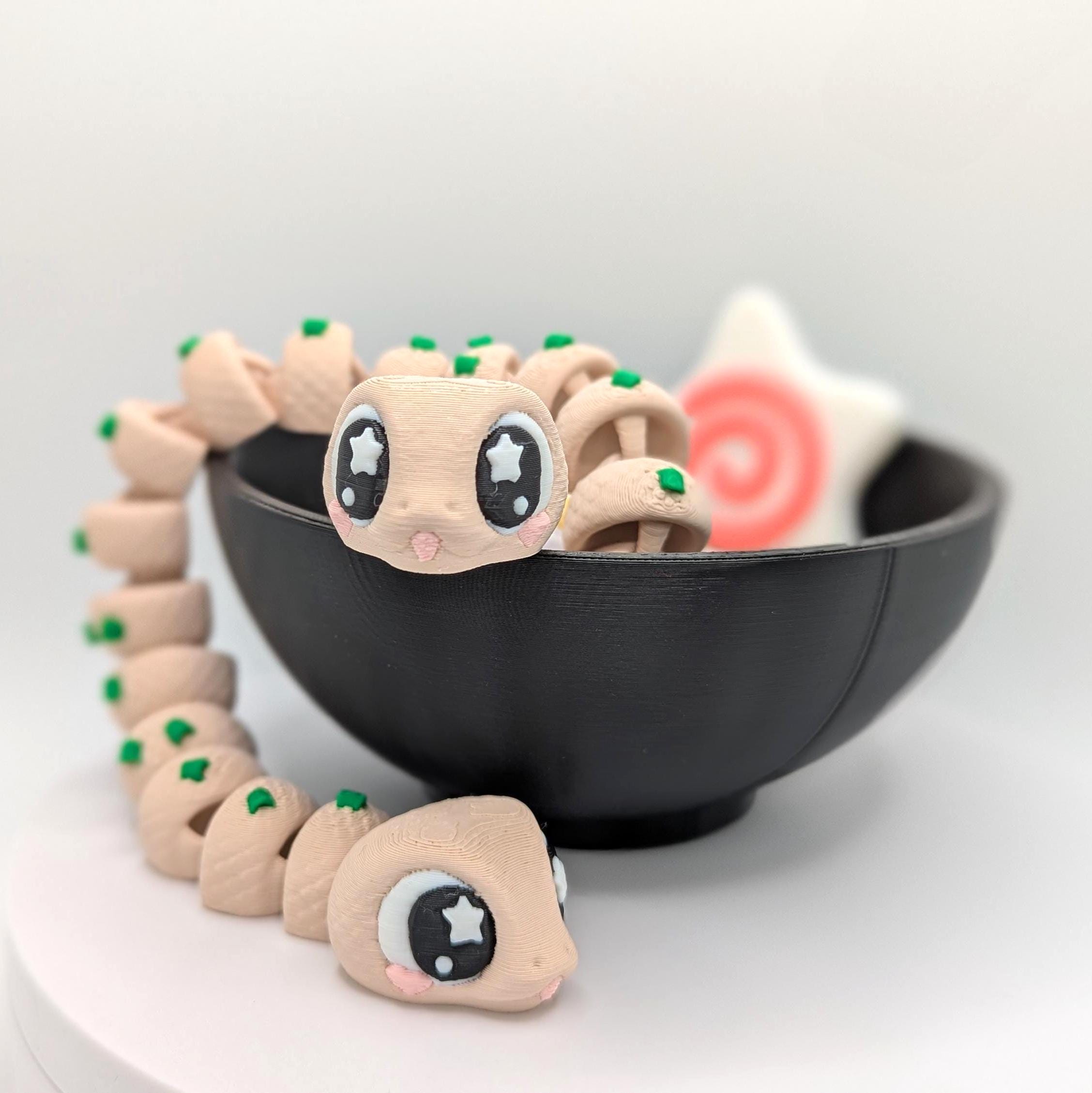 Snake Noodle Ramen 3D Printed, Green Onion Snake, Two Noodle Snakes ...