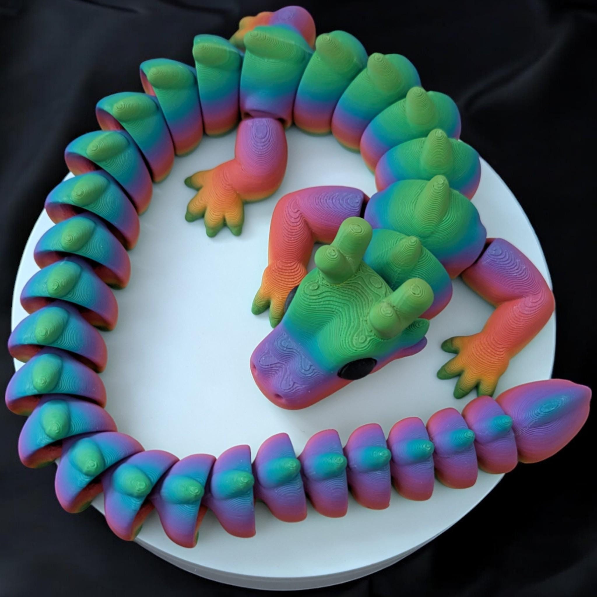 3D Printed 18 Inch Dragon, Fidget Sensory Toy, Articulated Flexi Dragon