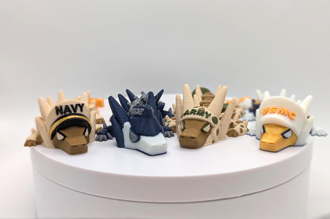 Military Dragon Fidget Toy - 3D Printed Articutlated Flexi - Etsy