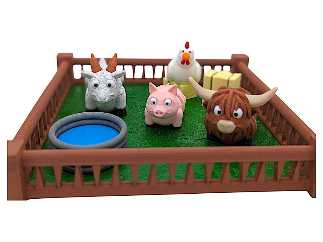 3D Printed Farm Animals - adorable articulated highland cow, goat ...
