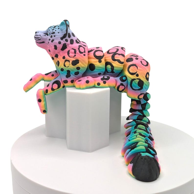 Snow Leopard Fidget Toy: Articulating 3D Printed Whimsical Rainbow ...