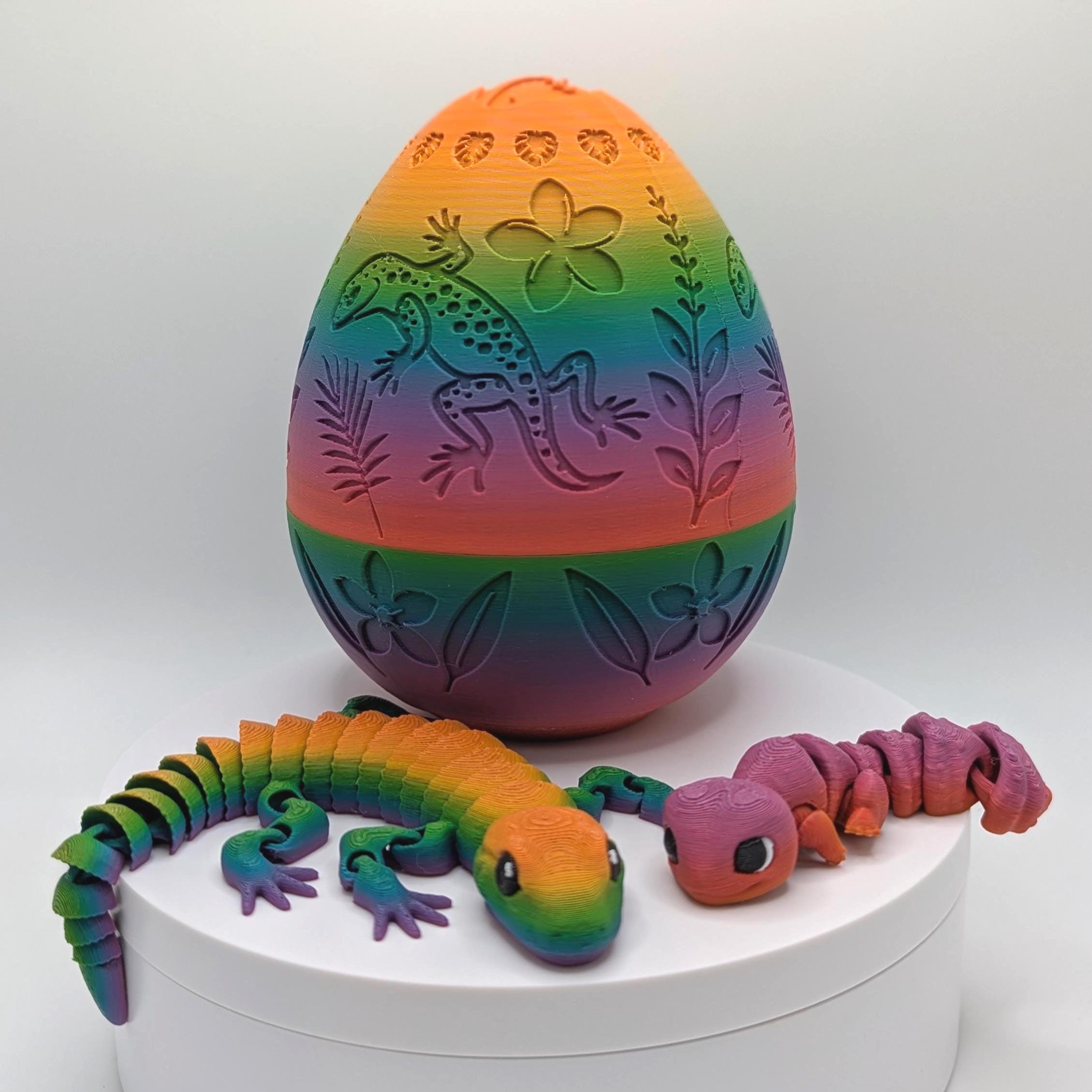 Charming 3D Printed Lizards with Egg - Whimsical Reptile Decor ...
