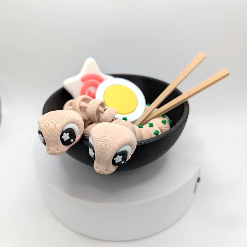 Snake Noodle Ramen 3D Printed, Green Onion Snake, Two Noodle Snakes ...