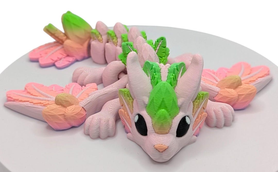 Tiny Bunny Dragon 3D Printed - Whimsical Wings and Sweet Bunny Detail ...