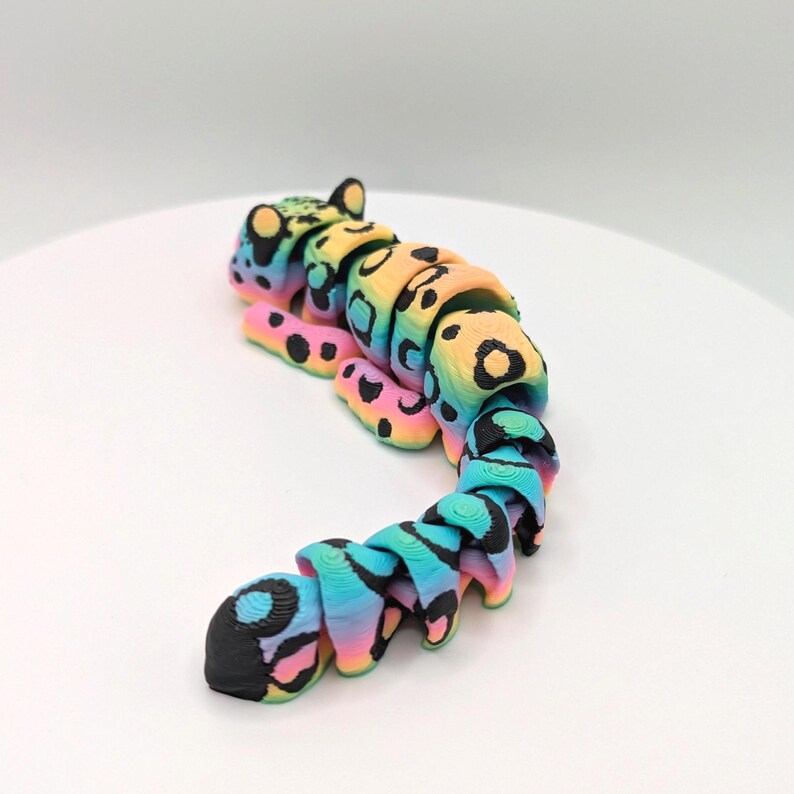 Snow Leopard Fidget Toy: Articulating 3D Printed Whimsical Rainbow ...