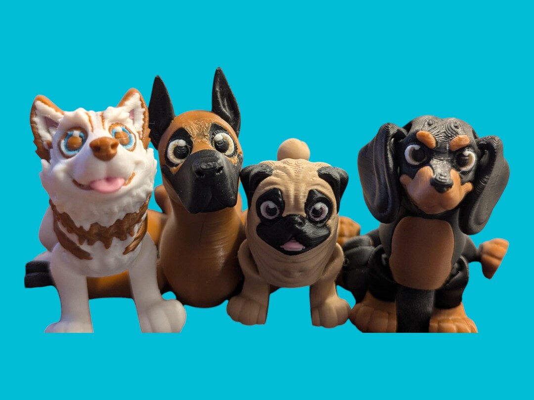 Flexi Dogs 3D Printed Great Dane, Husky, Dachshund and Pug, Furry ...