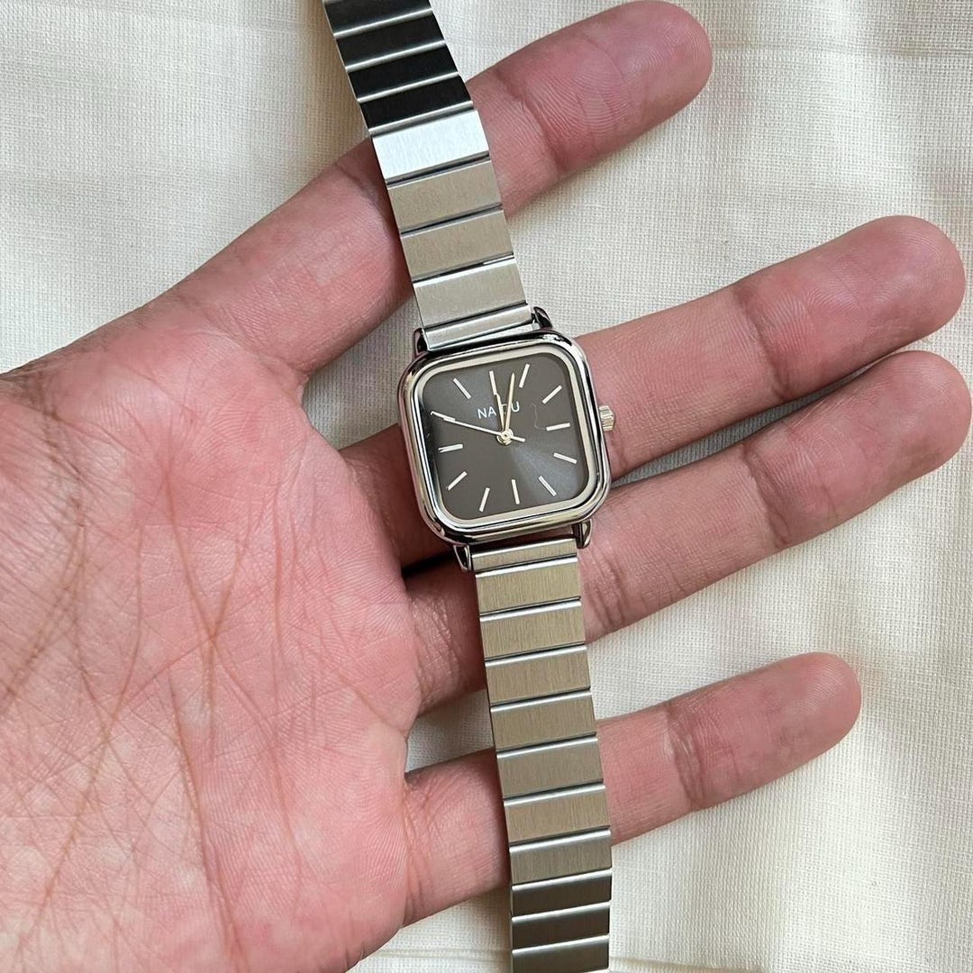 Black Face Square Digital Stainless Steel Quartz Watch Y2k 2000s ...