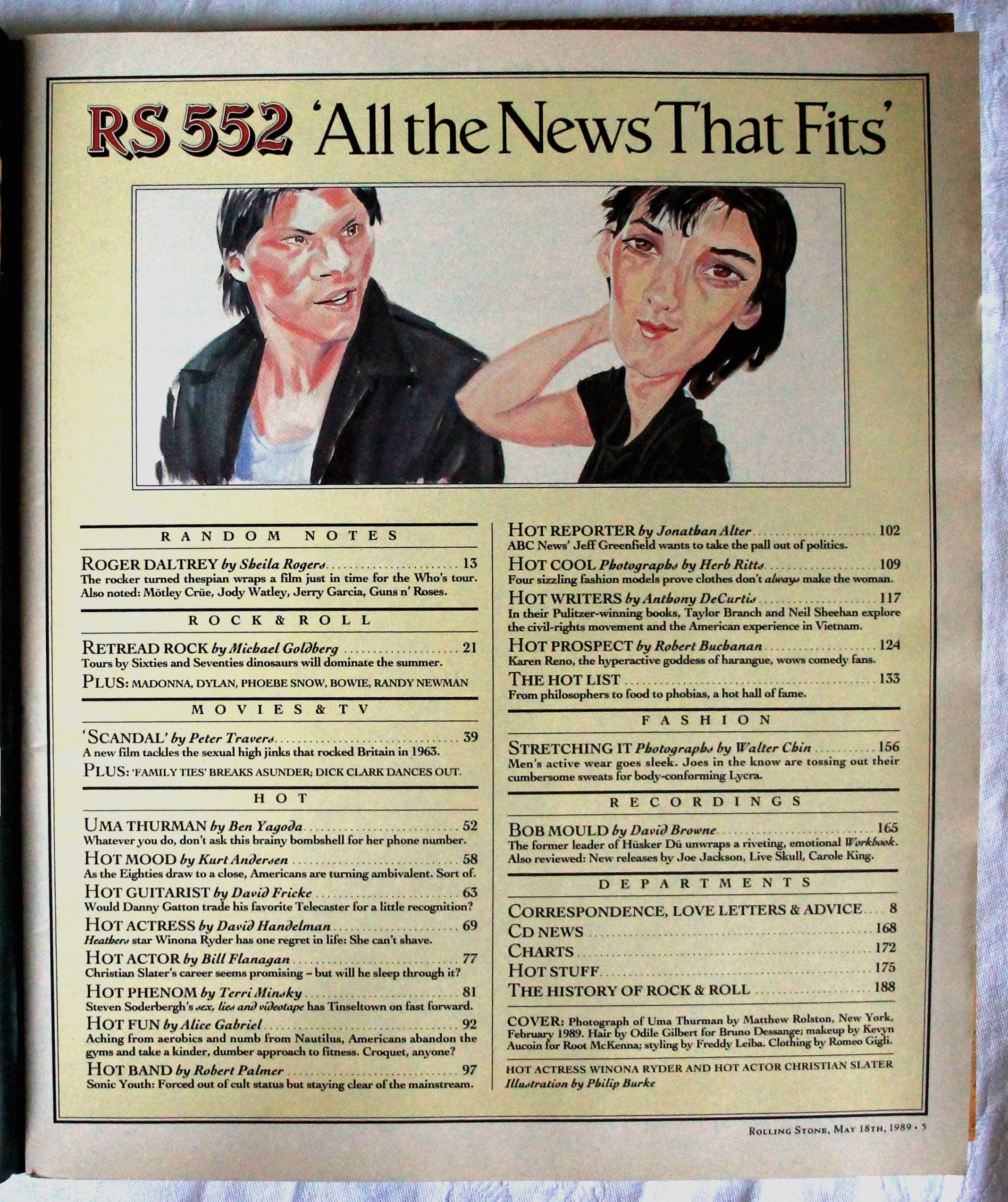 Uma Thurman Vintage Rolling Stone Magazine May 18 1989 - Etsy