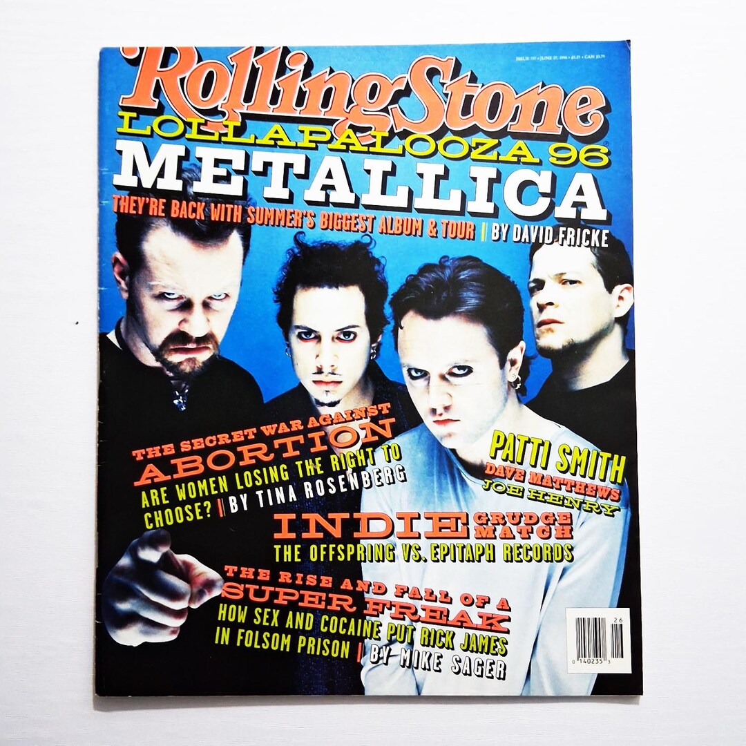 Metallica - Vintage Rolling Stone Magazine - June 27, 1996, Issue 737 ...
