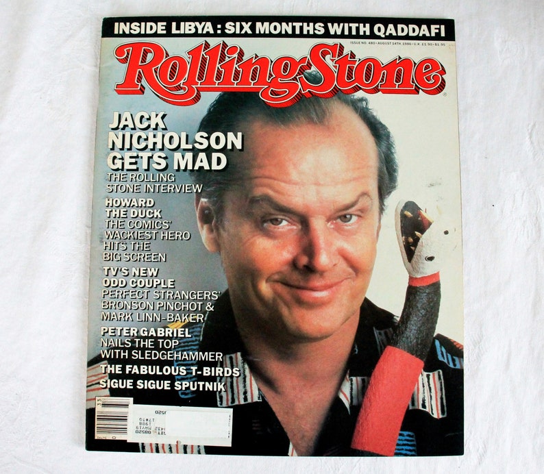 Jack Nicholson - Vintage Rolling Stone Magazine - August 14 1986, Issue ...