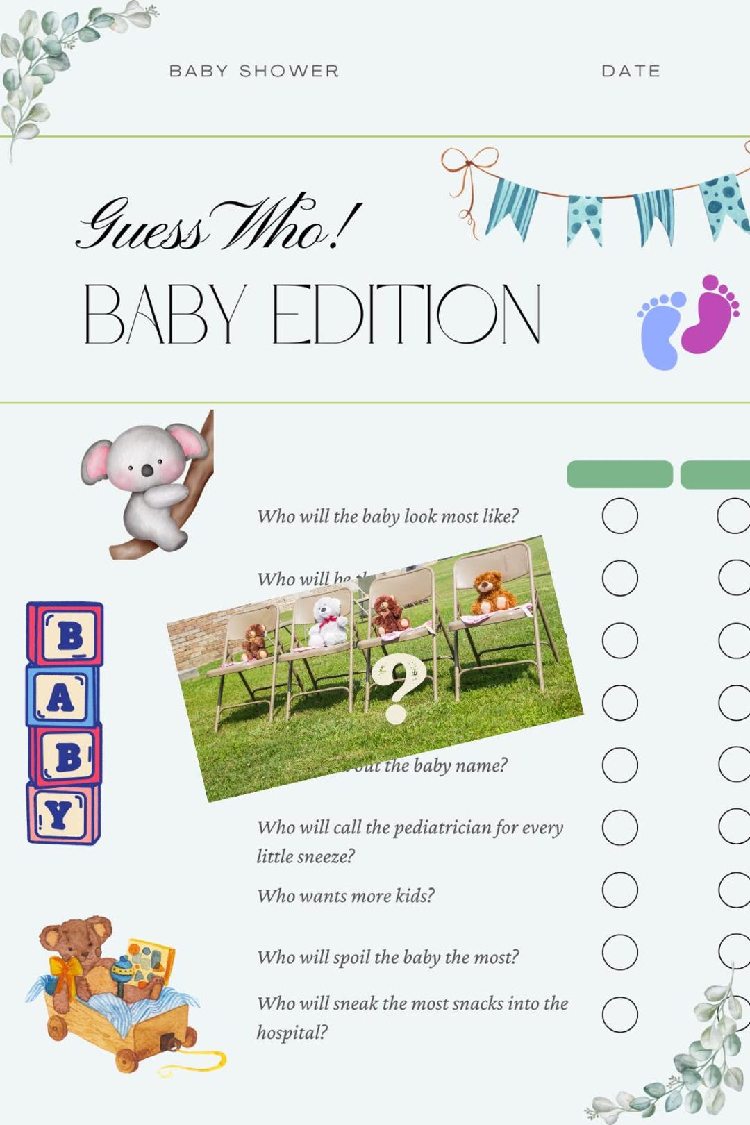 Guess Who - Baby Edition | Baby Shower Game - Etsy