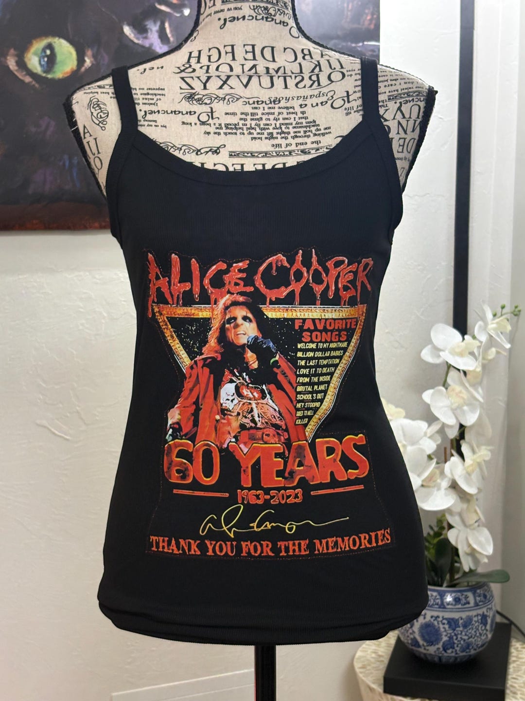 Custom Sewn Alice Cooper 60 Years Tribute Graphic and Neon Alice Cooper ...