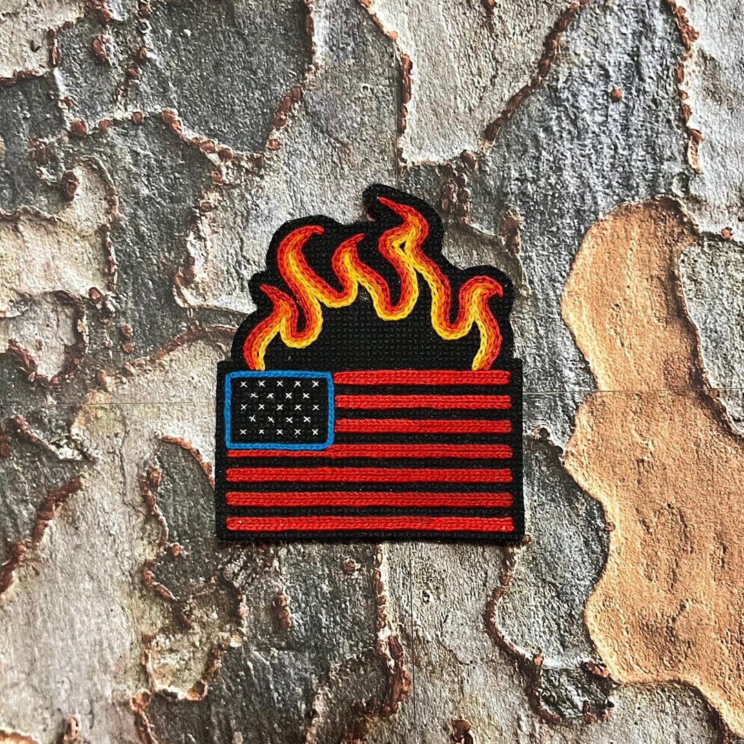 Burning Flag Patch / Hand Embroidered / Sew on / Felt Back / OOAK - Etsy