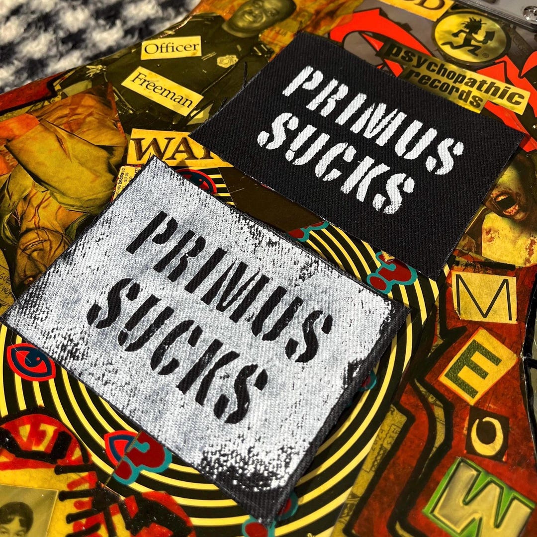Primus Sucks Patch / Stenciled or Stamped / Raw Edge Cone Denim / Sew ...