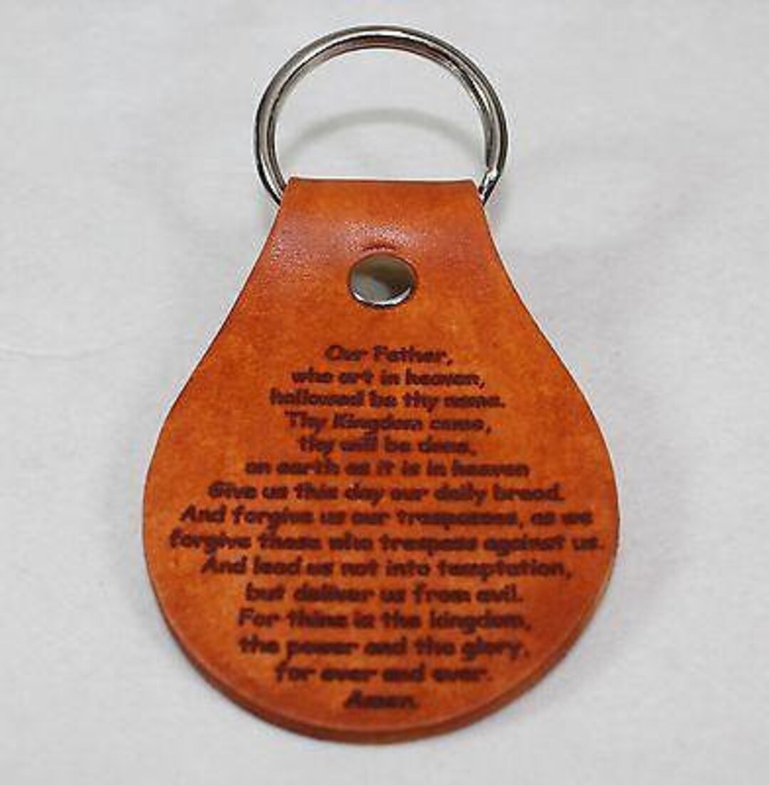 CUSTOM Lords Prayer Leather Laser Engraved Key Chain Made in the Usa 2x ...