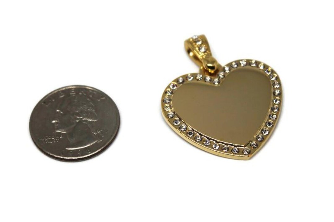 Cz Bling Stainless Steel Ipg Gold Heart No Chain - Etsy