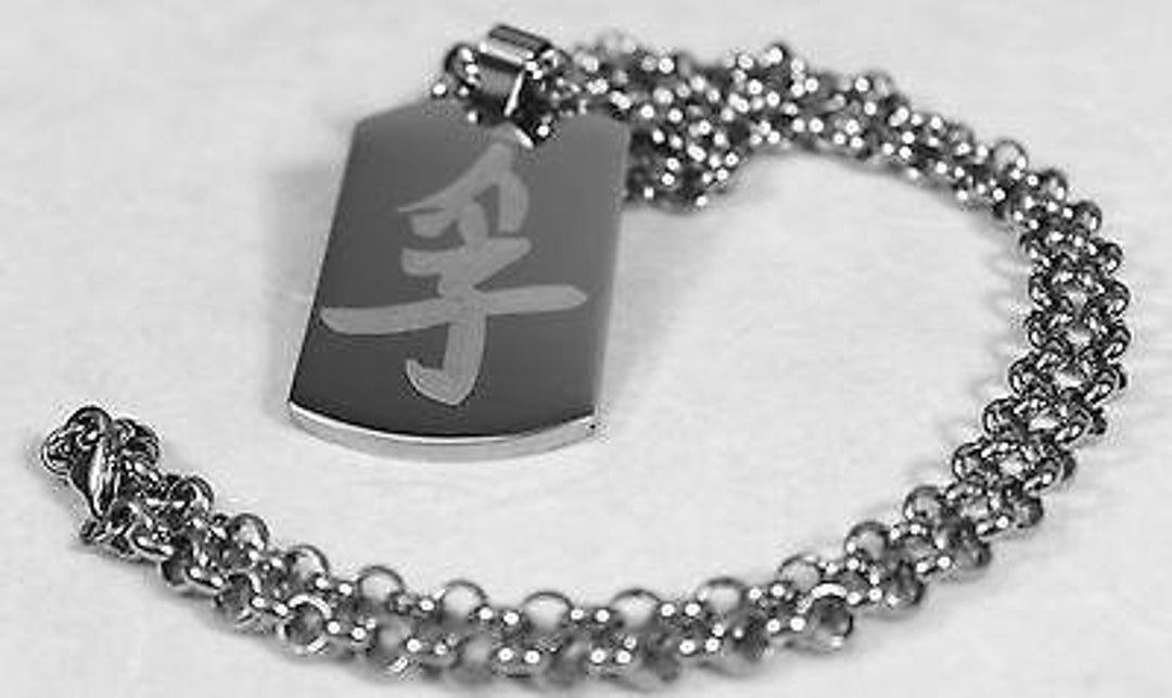 Chinese Truth Symbol on Solid Stainless Steel Thick Tag Rolo Chain ...