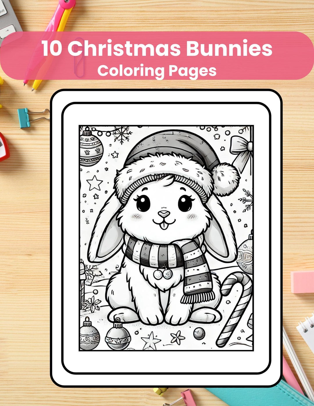 10 Bunny Christmas Coloring Pages L Christmas Coloring L Animal ...