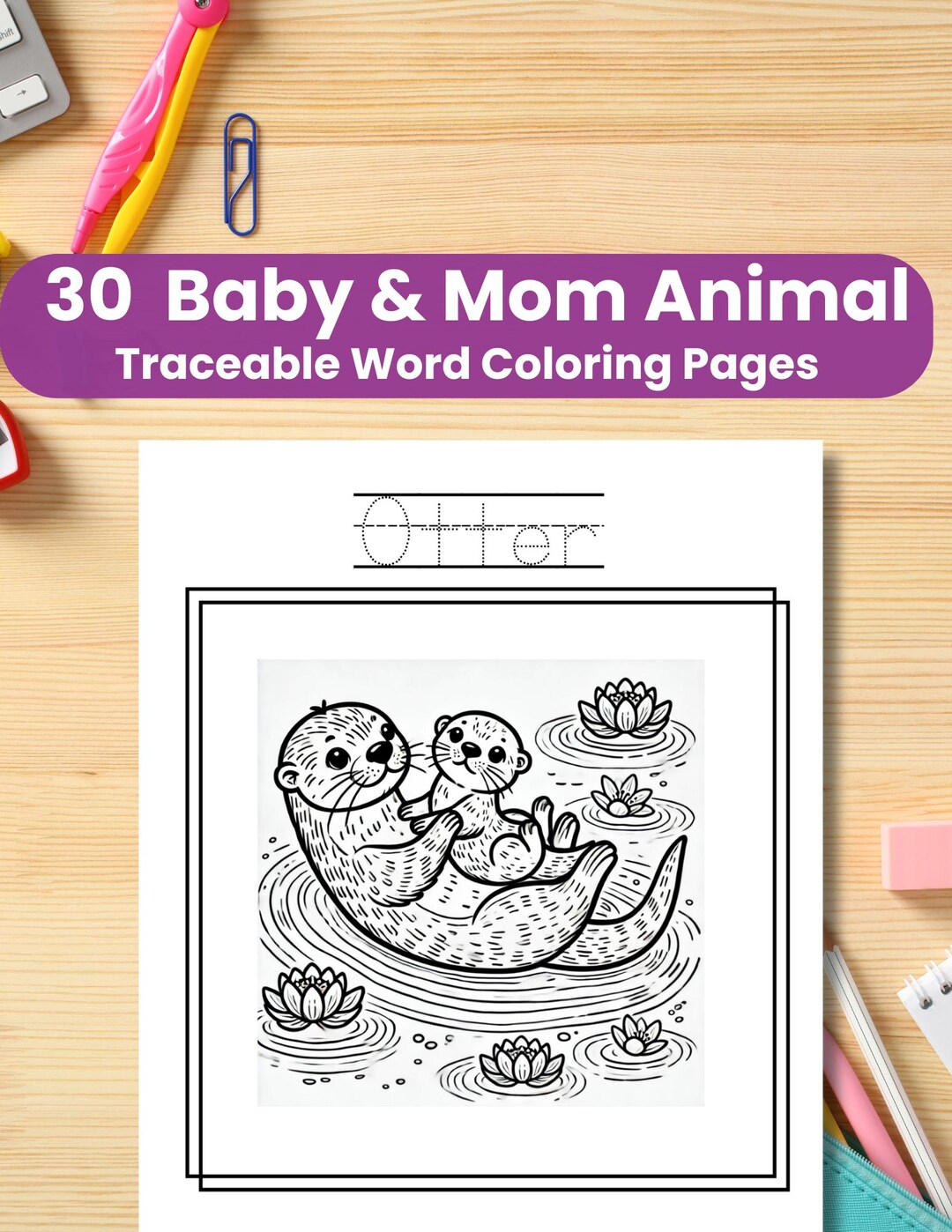 Mom & Baby Animal Coloring Pages L PDF L Kids Coloring L Digital ...