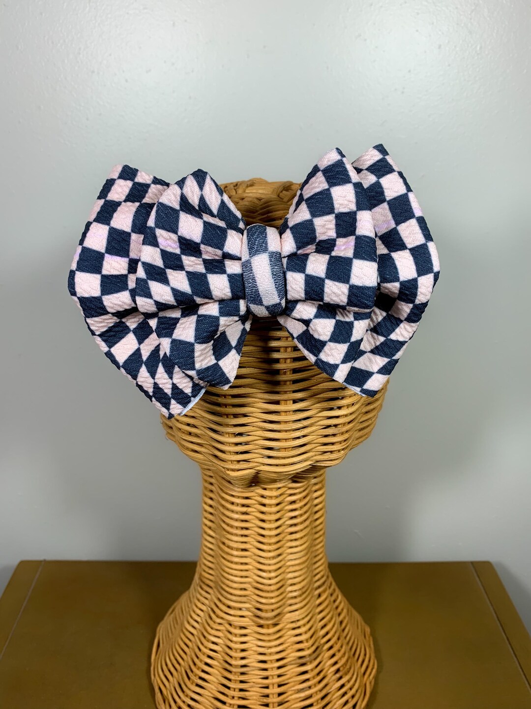 Checkered Double Bow, Baby Bow Head Wrap, Big Baby Bow, Girls Headband ...