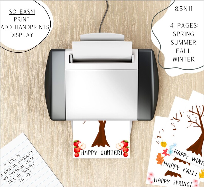 Four Seasons Handprint and Fingerprint Keepsake Printable, Preschool ...