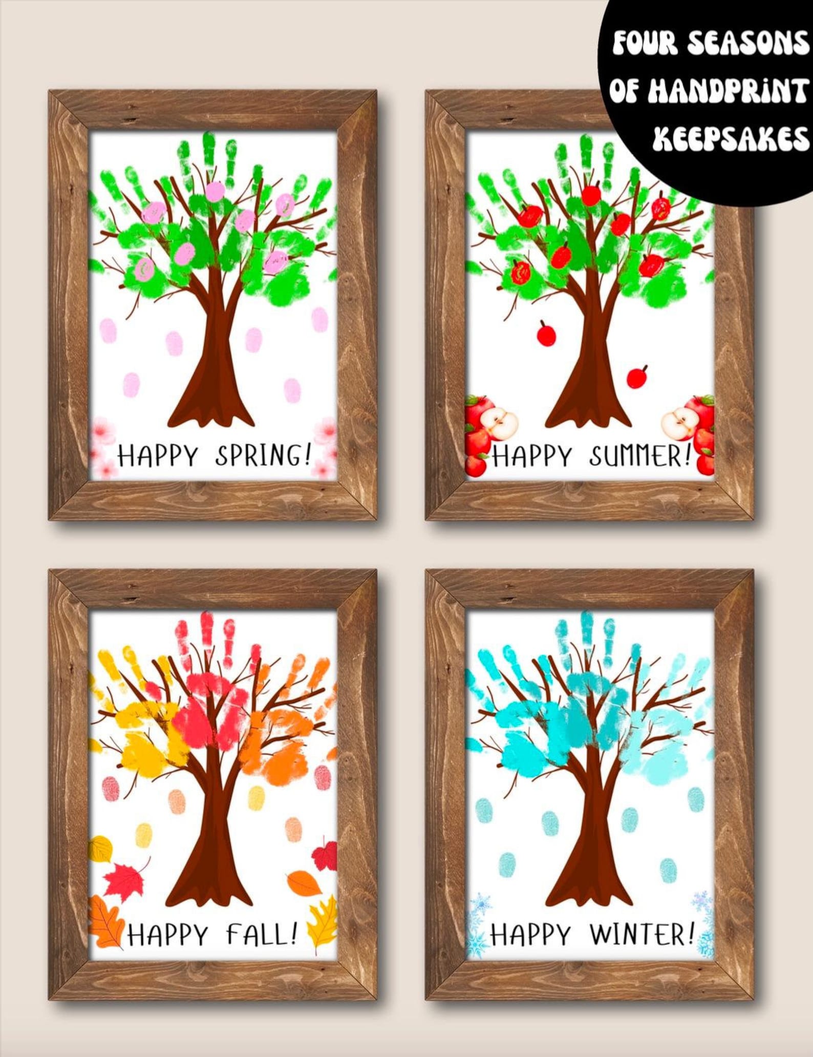 Four Seasons Handprint and Fingerprint Keepsake Printable, Preschool ...