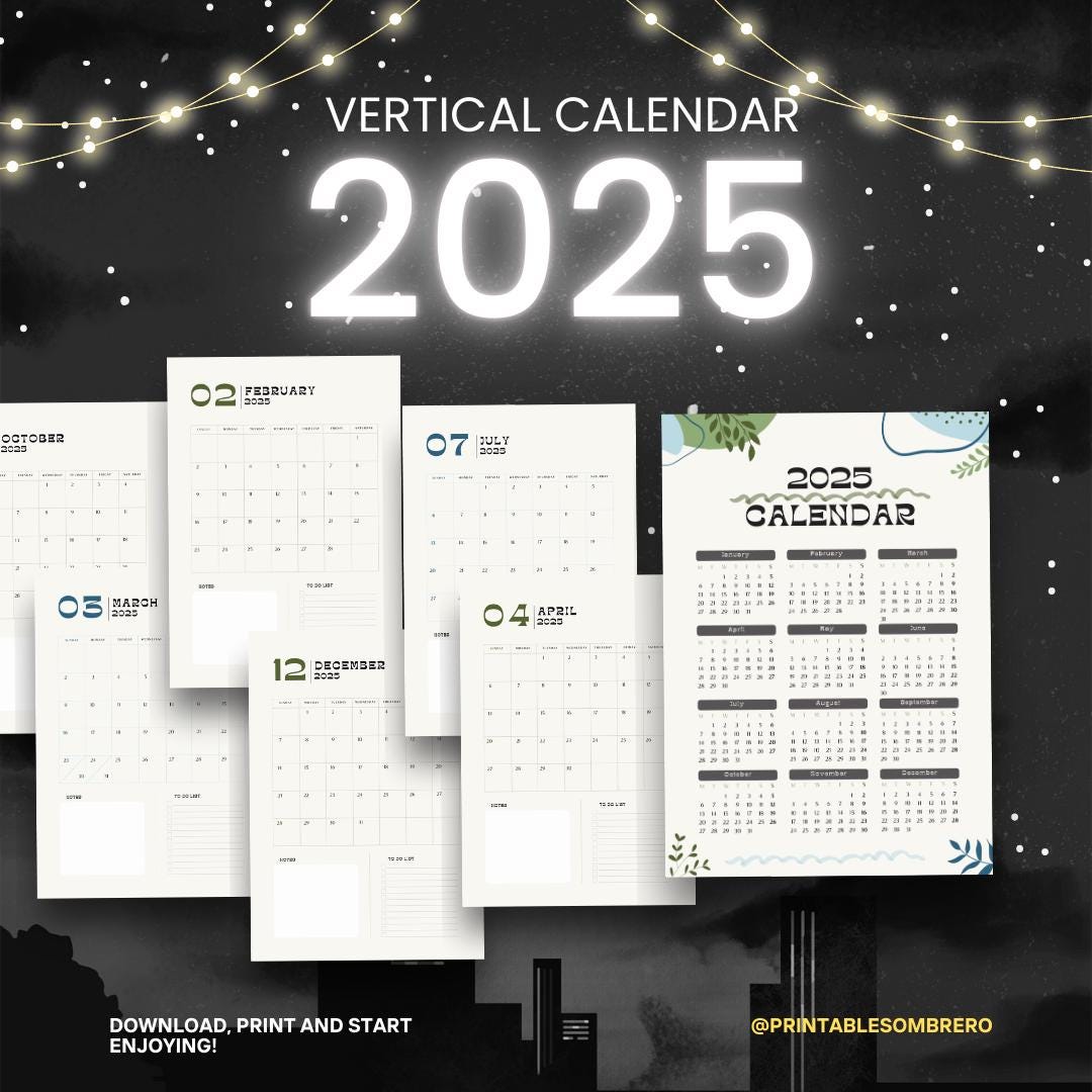 Printable 2025 Vertical Calendar: Plan With Style and Functionality ...
