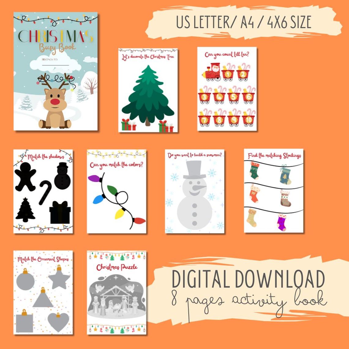 Christmas Activity Bundle for Kids - Personalized Festive Busy Book ...