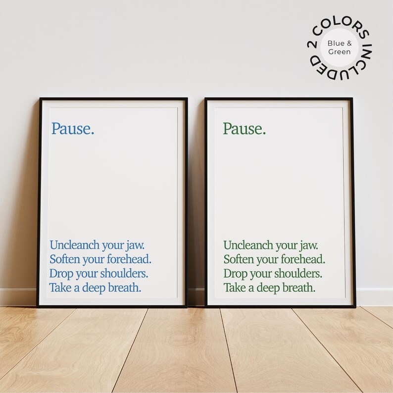 Pause & Breathe | Relaxing Printable Wall Art | Calming Quote Poster ...