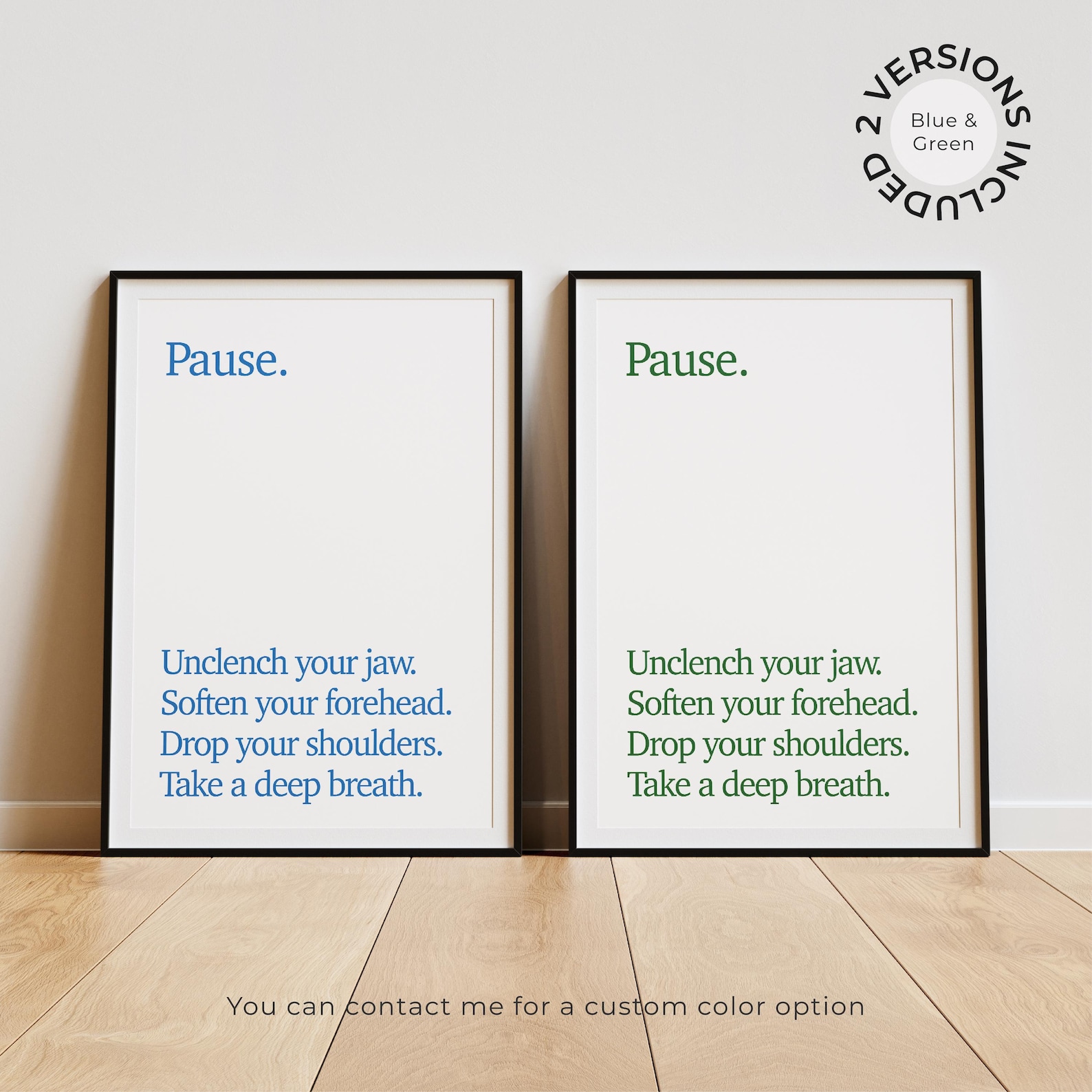 Pause & Breathe | Relaxing Printable Wall Art | Calming Quote Poster ...