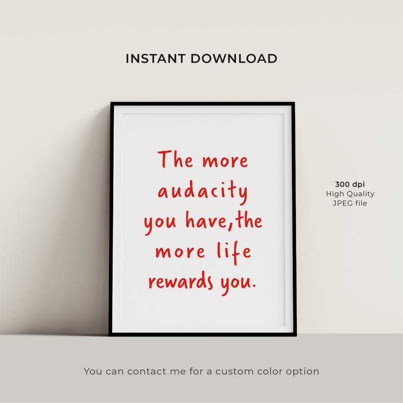 Audacity Quote Print | Motivational Wall Art | Boldness and Confidence ...